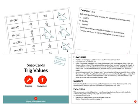 Trig Values Snap Cards Teaching Resources