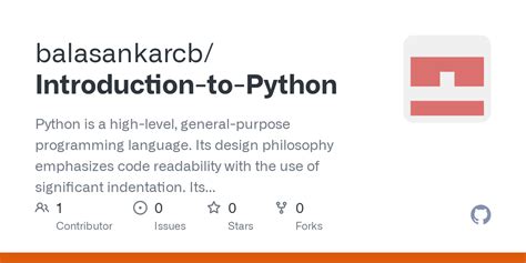 Github Balasankarcb Introduction To Python Python Is A High Level General Purpose