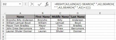 Extraer El Nombre El Segundo Nombre Y El Apellido En Excel