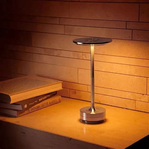 Aluminum Wireless Table Lamp Led Tri Color Touch Dimming Rechargeable