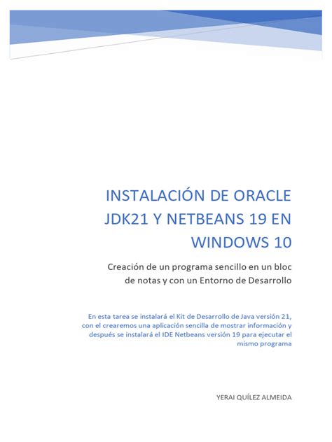 Instalación De Jdk21 Y Netbeans 19 En Windows 10 Pdf Java Lenguaje Instalación De Jdk21 Y Netbeans 19 En Windows 10 Pdf Java Lenguaje