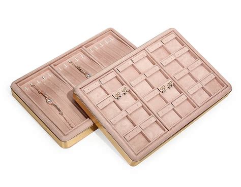 Premium Pink Velvet Jewelry Showcase Display Trays For Sale