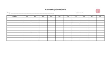 Writing Assignment Control Sheet Pdf