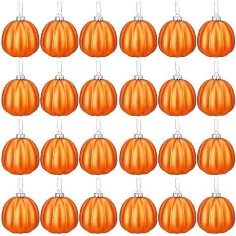 24 Pcs Fall Pumpkin Ornaments Decorations Mini Pumpkins Ball Hanging