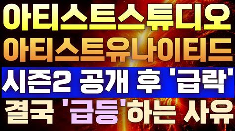 아티스트스튜디오 아티스트유나이티드 주가 전망 시즌2공개에 단기 재료 소멸로 하한가 세력들도 물렸기 때문에 다시 상승시킨다 지금부터 대응해야한다 오징어게임2