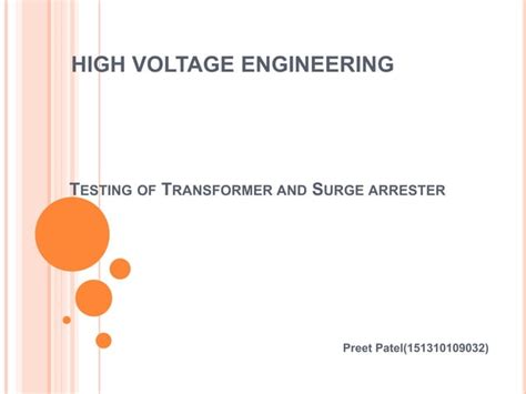 Impulse Testing Of Transformer Pptx Consumer Electronics