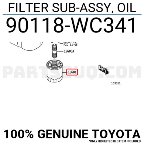 Filter Sub Assy Oil 90118wc341 Toyota Parts Partsouq