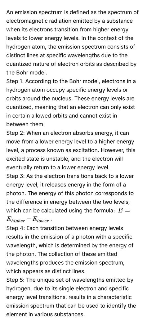 Solved What Is An Emission Spectrum Use The Bohr Model To Explain Why The Emission Spectrum Of