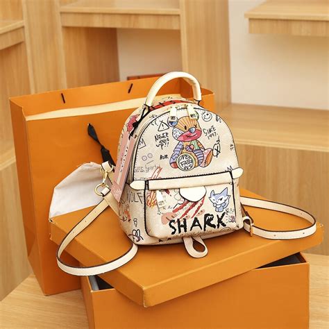 여성용 정품 가죽 여행 가방 패션 프린팅 한국 캐주얼 학교 백팩 여성 책가방 럭셔리 백팩 Aliexpress