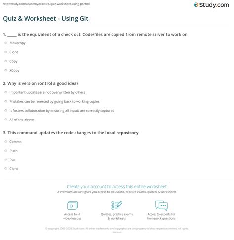 Quiz Worksheet Using Git Study Com