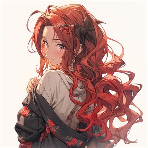 Premium Ai Image An Anime Girl With Long Flowing Red Hair And A