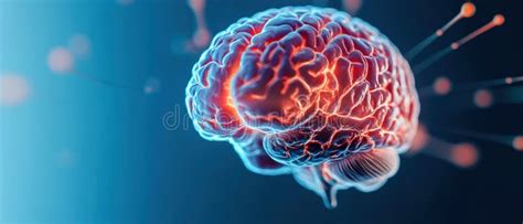 Neural Network Concept With Glowing Brain Illustration Generative Ai Stock Illustration