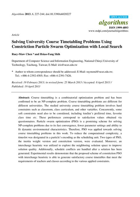 Solving University Course Timetabling Problems Docsity