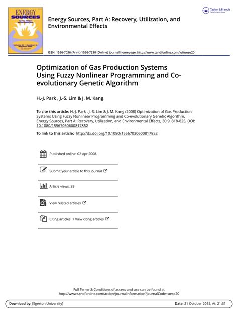 Pdf Optimization Of Gas Production Systems Using Fuzzy Nonlinear Programming And Co