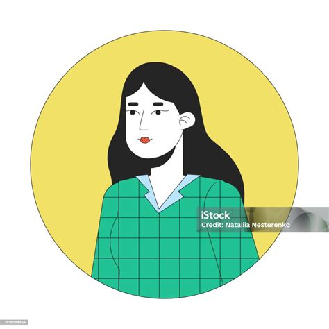 긴 머리 백인 여자 포즈 2d 선 벡터 아바타 그림 2차 도형에 대한 스톡 벡터 아트 및 기타 이미지 2차 도형 그래픽 사용자 인터페이스 다중 색상 Istock