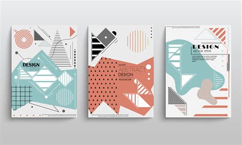 스톡 벡터는 브로셔 포스터 커버66에 적용할 수 있는 그래픽 기하학적 요소로 설정된 템플릿을 다룹니다 0명에 대한 스톡 벡터