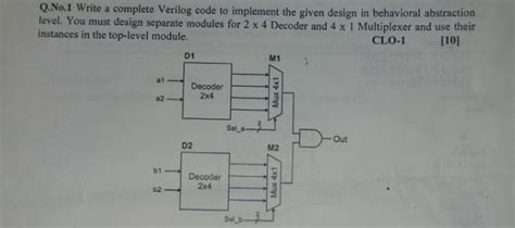 Solved Qno1 Write A Complete Verilog Code To Implement The