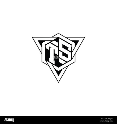 Ts Letter Logo Monogram Hexagon Shape With Triangle Geometric Outline Sharp Modern Style Design