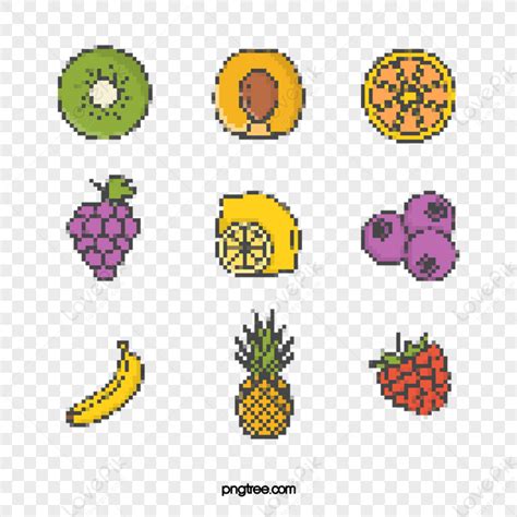 단순 만화 일러스트 픽셀 스타일 모자이크 과일 원소타일러간단하다 Png 일러스트 무료 다운로드 Lovepik