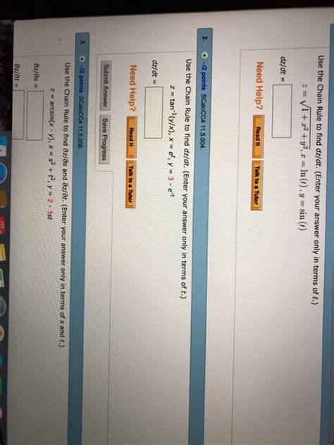 solved use the chain rule to find dz dt enter your answer