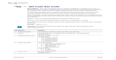 Pdf Bq Qr Code Bar Code Zebra Technologies · Zpl Commands Bq 128 P1012728 008 Zebra