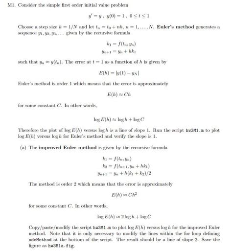 Solved M1 Consider The Simple First Order Initial Value