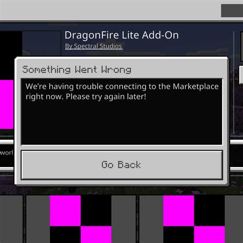 Something Went Wrong Message In Marketplace Rminecraft