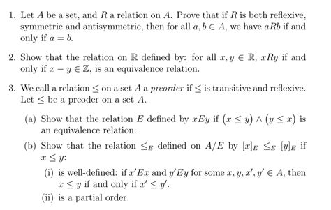 Solved Let A Be A Set And R A Relation On A Prove That Chegg