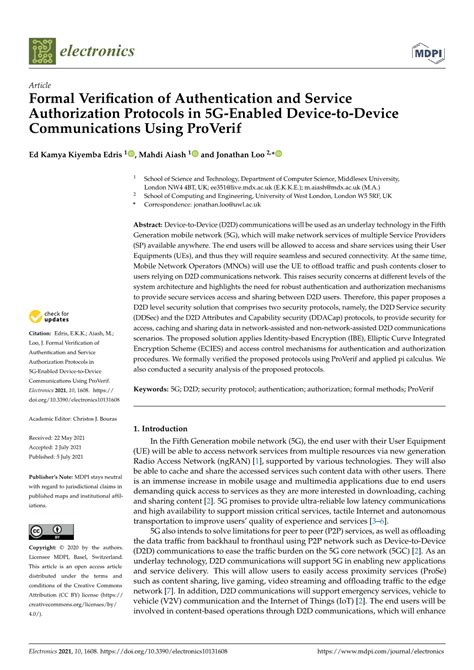 Formal Verification Of Authentication And Service Authorization