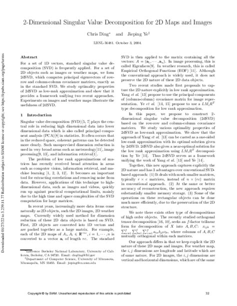 Pdf 2 Dimensional Singular Value Decomposition For 2d Maps And Images