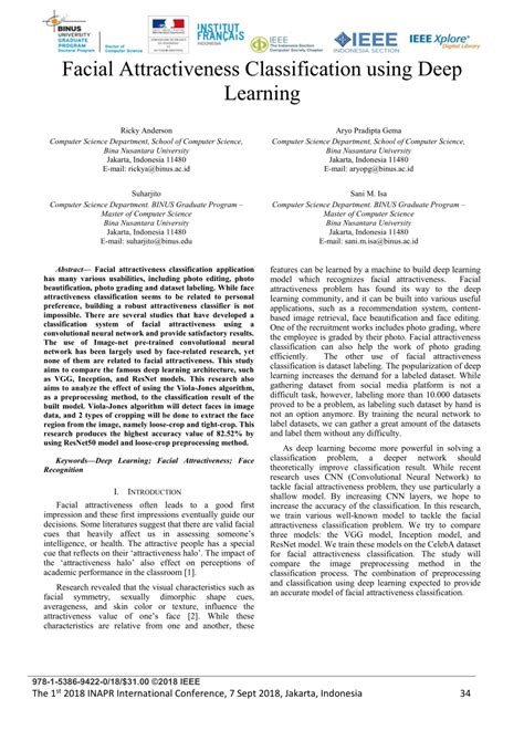 pdf facial attractiveness classification using deep learning