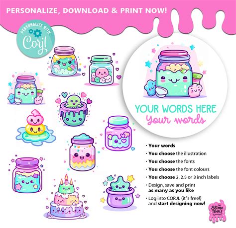 Editable Slime Pot Labels 2 25 Or 3 Inch Label Template Avery