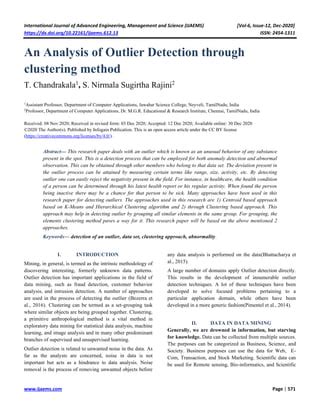 An Analysis Of Outlier Detection Through Clustering Method PDF Databases Computer Software