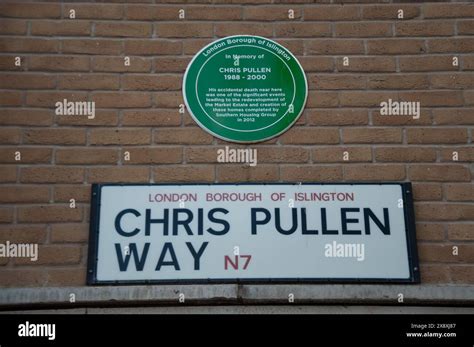 Plaque And Street Commemorating Chris Pullen Killed By Falling Door