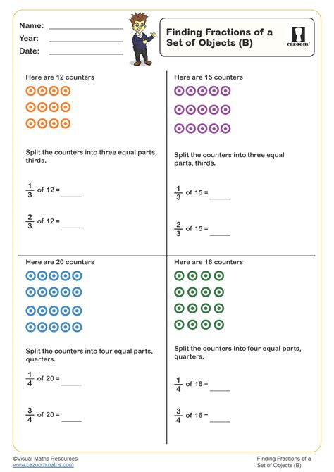 Finding Fractions Of A Set Of Objects A Worksheet Fun And Engaging