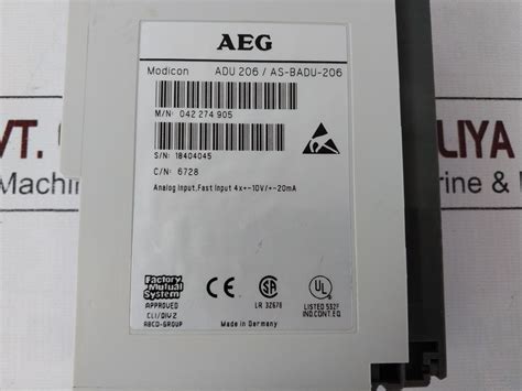 Aeg Modicon Adu 206as Badu 206 Analog Input Module Aeliya Marine