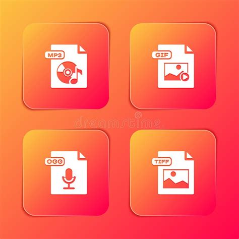 Set MP File Document GIF OGG And TIFF Icon Vector Stock Vector Illustration Of Emblem
