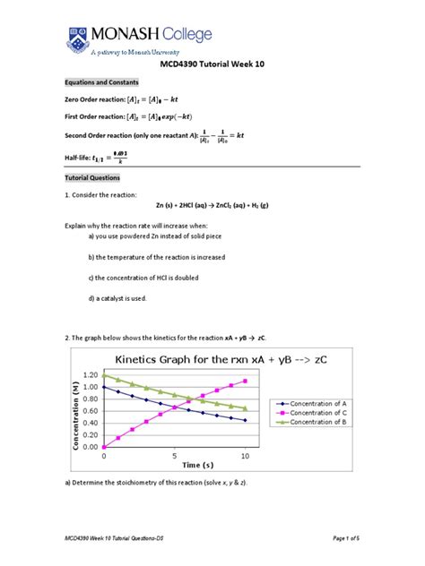 Mcd4390 Week 10 Tutorial Questions Pdf Reaction Rate Chemical