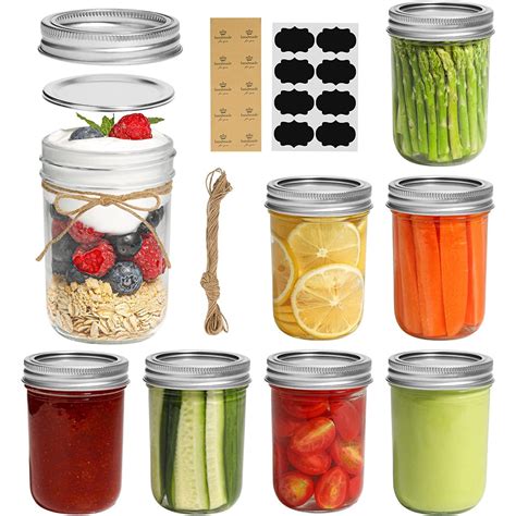 8x Comsaf Small Mason Jars 8oz Regular Mouth Mason W Lids And Seal Bands