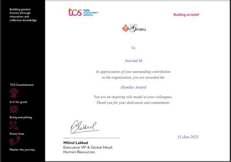aravind m on linkedin tcser tcsgems tcs thankyou grateful