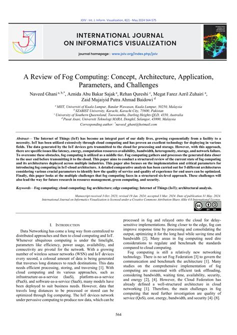 pdf a review of fog computing concept architecture application parameters and challenges