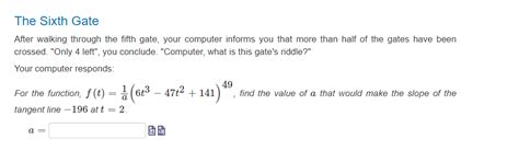 Solved The Sixth Gate After Walking Through The Fifth Gate