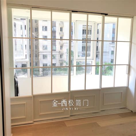 金一西极简门四联动三联动玻璃推拉门移门地轨吊轨门格子门阳台门 虎窝淘