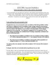 One Sample Z Test Calculation Examples Pdf SOC Social Statistics Visconti SOC Social