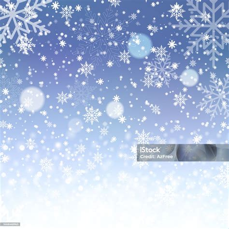 푸른 하늘에 떨어지는 눈송이가 있는 크리스마스와 새해 복 많이 받으세요 벡터 배경 주제에 대한 스톡 벡터 아트 및 기타 이미지 배경 주제 겨울 크리스마스 Istock