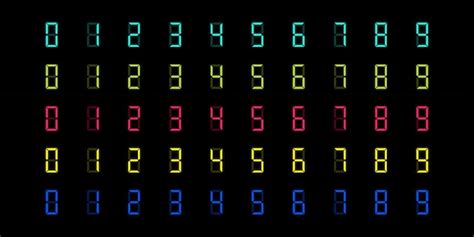 Premium Vector Set Of Digital Numbers On Black Background Electronic Led Display Neon Dial