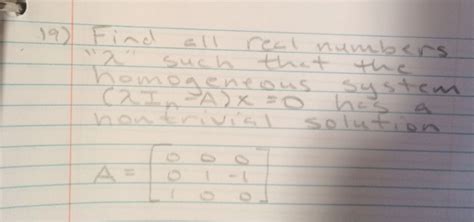 Solved Find All Real Numbers Lambda Such That The