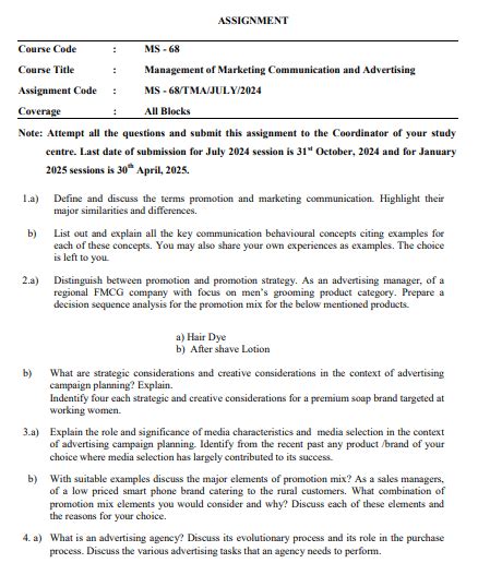 MS 68 IGNOU Solved Assignment Latest Session PDF Instant Download