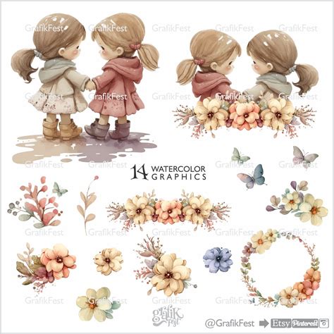 Freunde Clipart Freund Grafiken Schwestern Clipart Aquarell Familie