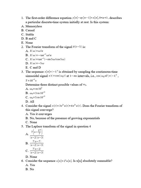 Signal Questions For Exit Exam Pdf